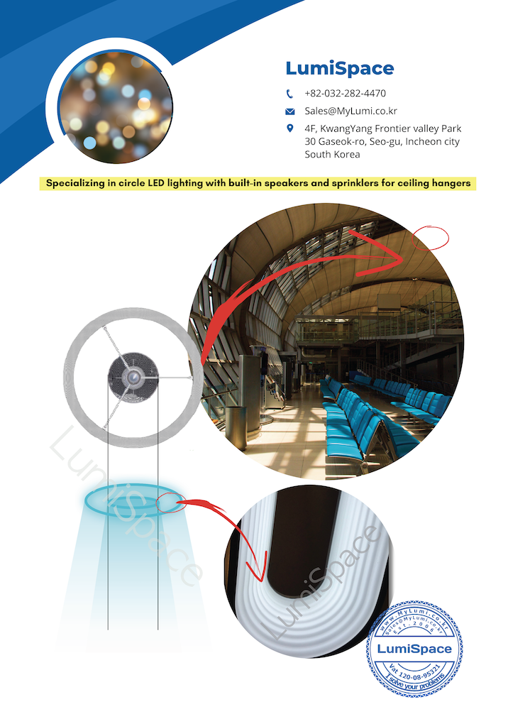Specializing in circle LED lighting with built-in speakers and sprinklers for ceiling hangers ...